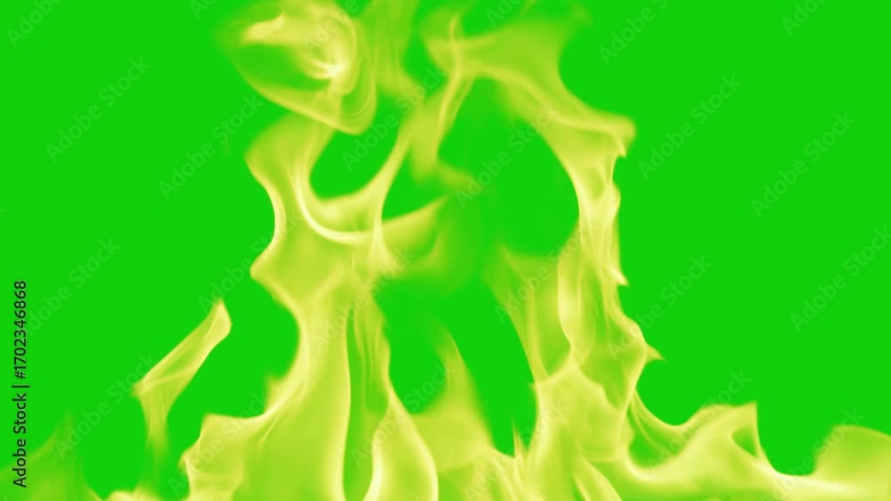 Realistic Fire Wall on Green Screen with Sparks for Chroma Key ...
