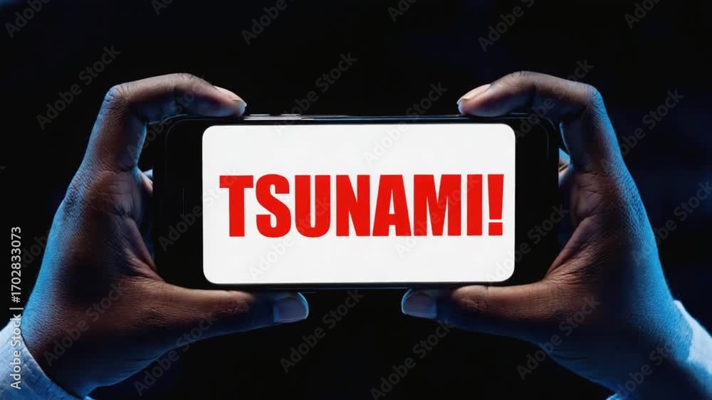 Tsunami warning on mobile. Stock Video | Adobe Stock