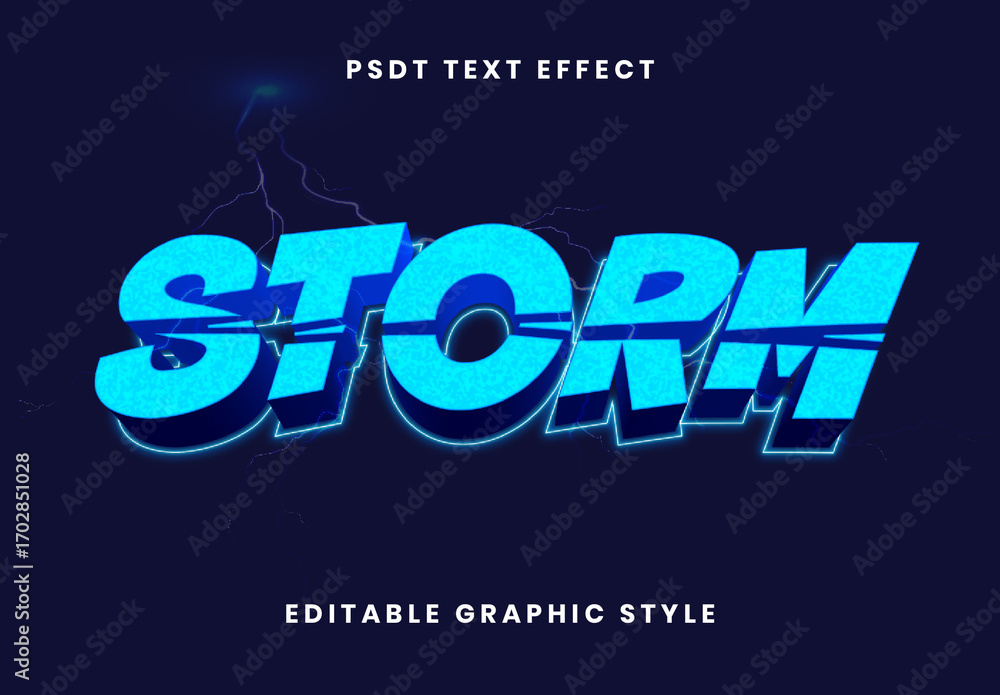 Blue Lightning Bolt Storm Text Effect Bold Neon Electric Font Stock ...
