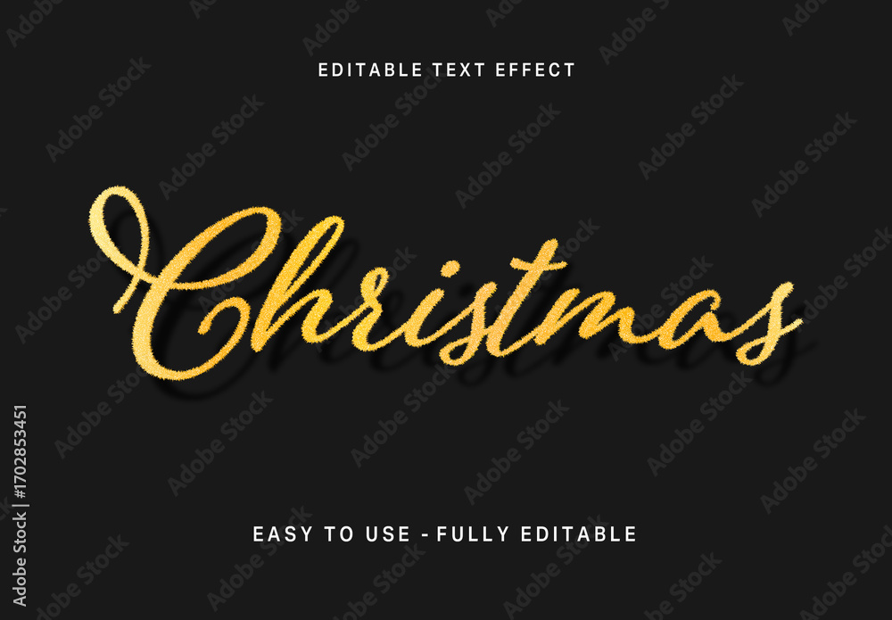 Gold Tinsel Foil Christmas Text Effect Script Sparkle Font Stock ...