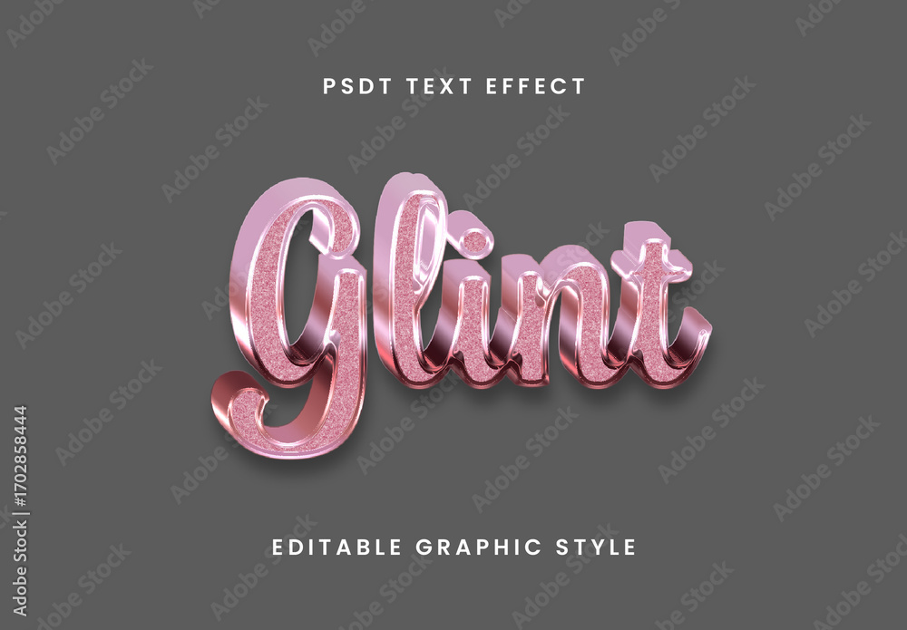 Rose Glitter Sparkle Pink Golden Text Effect Glossy Shiny 3D Script ...