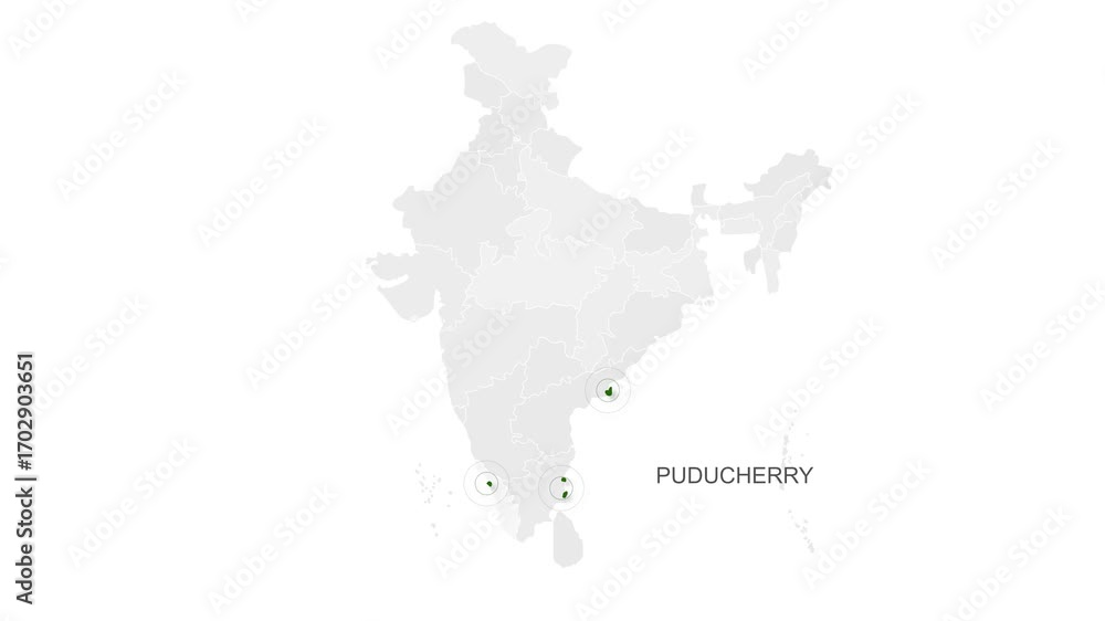 Puducherry map video 6, Highlighted on India Map Video, with Borders ...