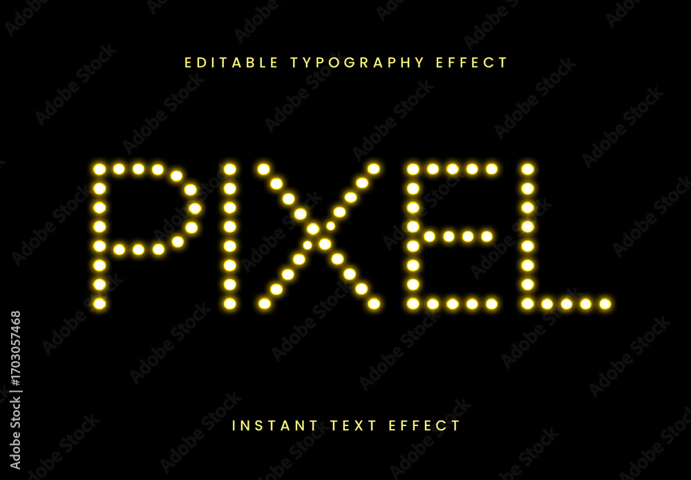 Yellow Retro Dot Matrix Led Dot Text Effect Neon Dotted Font Stock ...