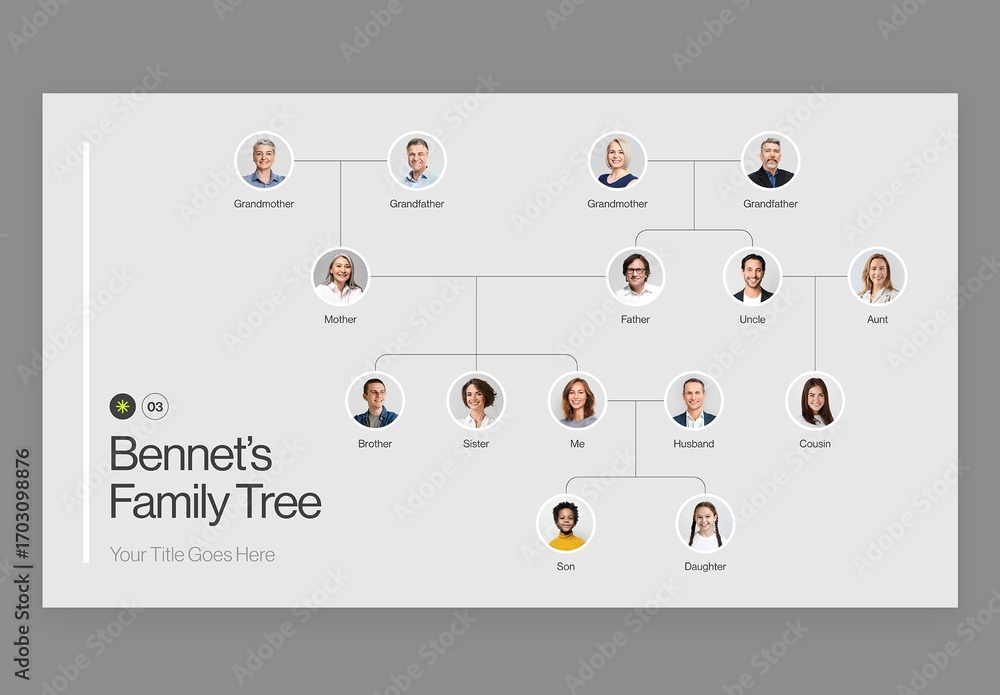 Family Tree Infographic Template in Modern Minimal Style for Org Chart ...