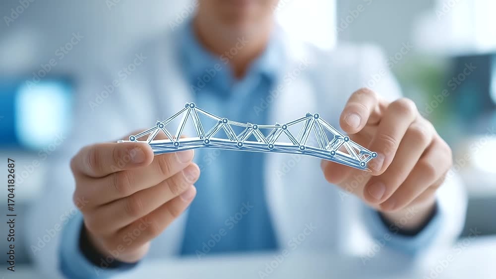 Engineering professor demonstrating structural analysis through ...