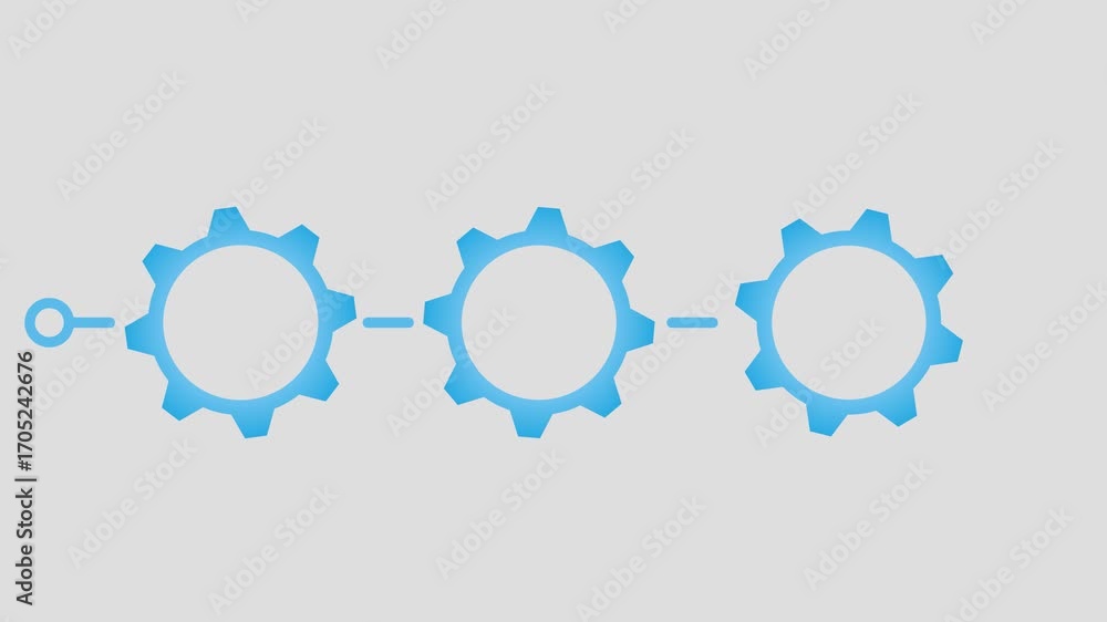 Business process workflow blue gear infographic 3 steps template ...