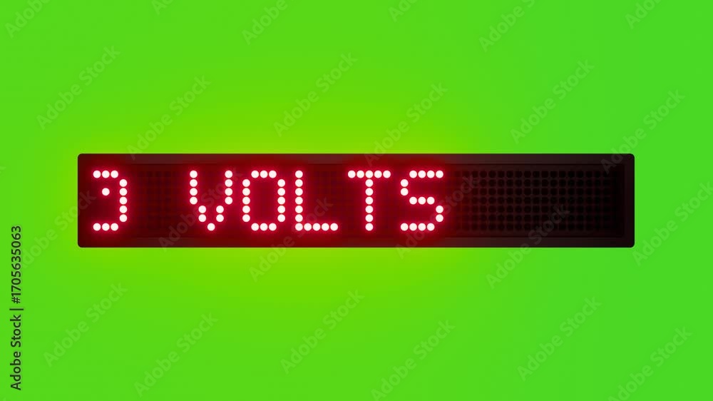 WARNING 220 VOLTS Scrolling Red Dot Matrix LED Text Animation on Green ...