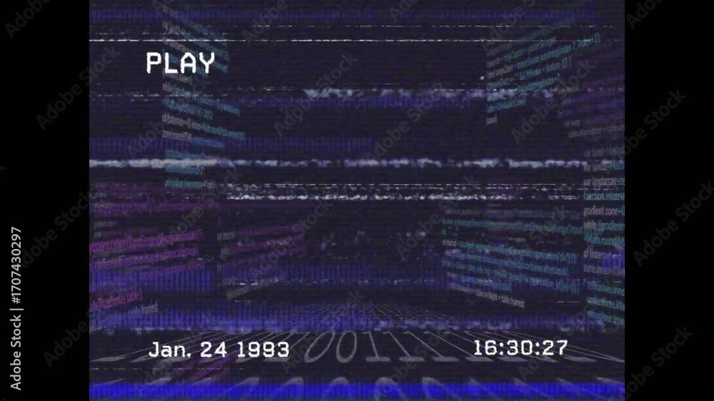 Opening with VHS PLAY overlay, corridor sweeping static and flickering ...