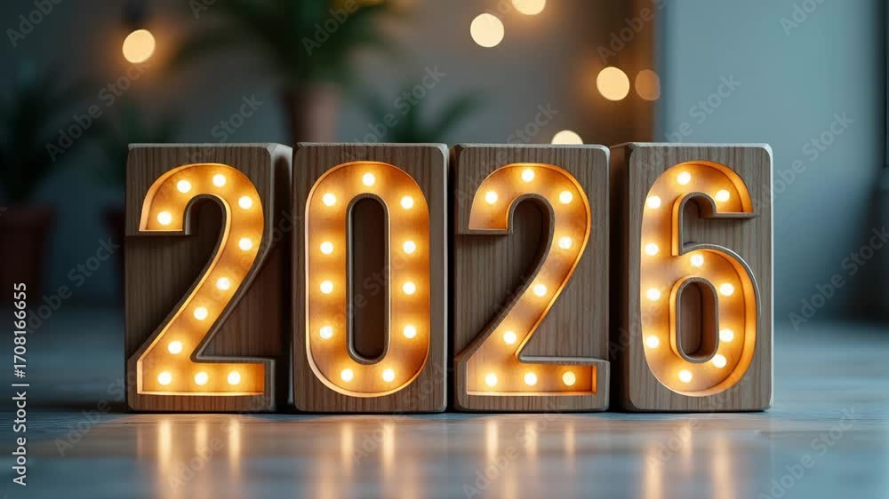 Vidéo Stock Wooden sign saying goodbye to the old year 2026 with ...
