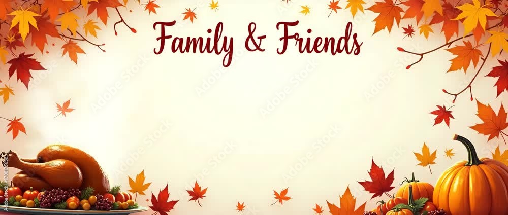 Photo realistic as Thanksgiving Feast Border with Autumn Leaves and ...