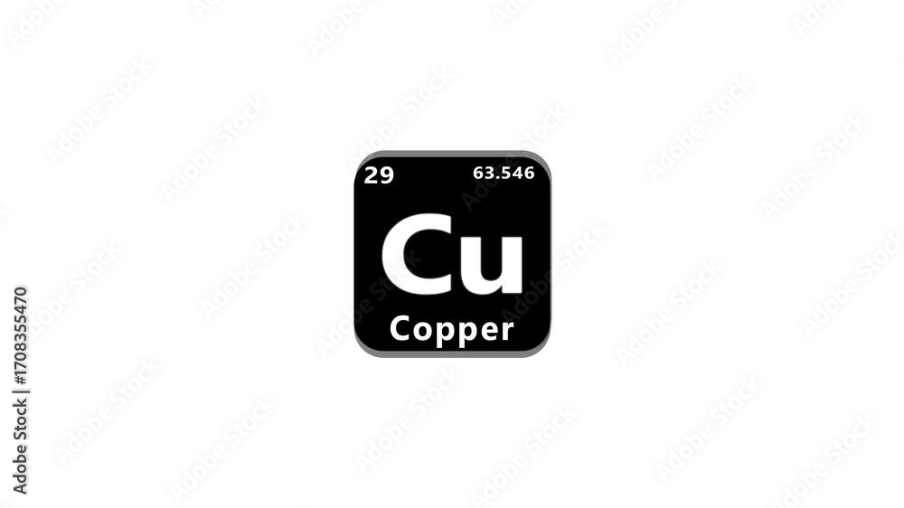 29 Number Copper (Cu) symbol school chemistry lesson animation element ...