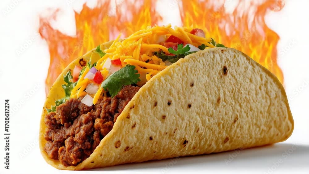 Fiery taco transformation: spicy mexican cuisine ignites with flames ...