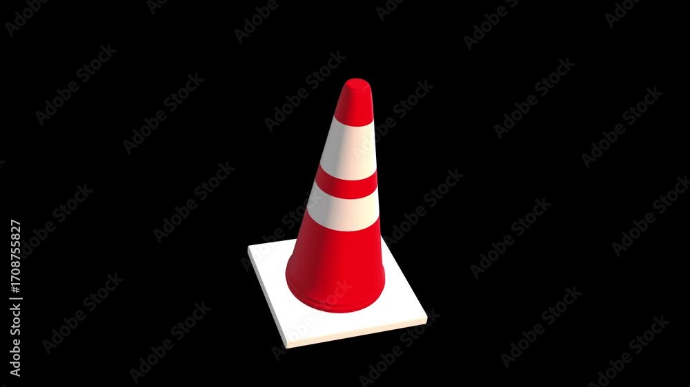 3D Traffic Cone Rotating on Black Background | Realistic Safety and ...
