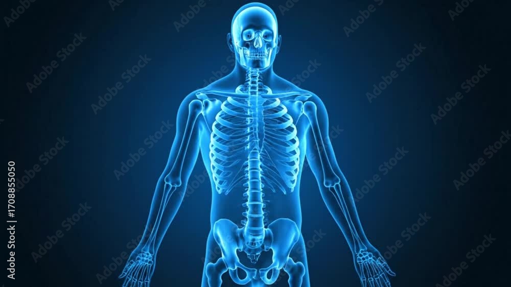 Human Anatomy Visualization Skeletal Structure Bones Ribs Skull and ...