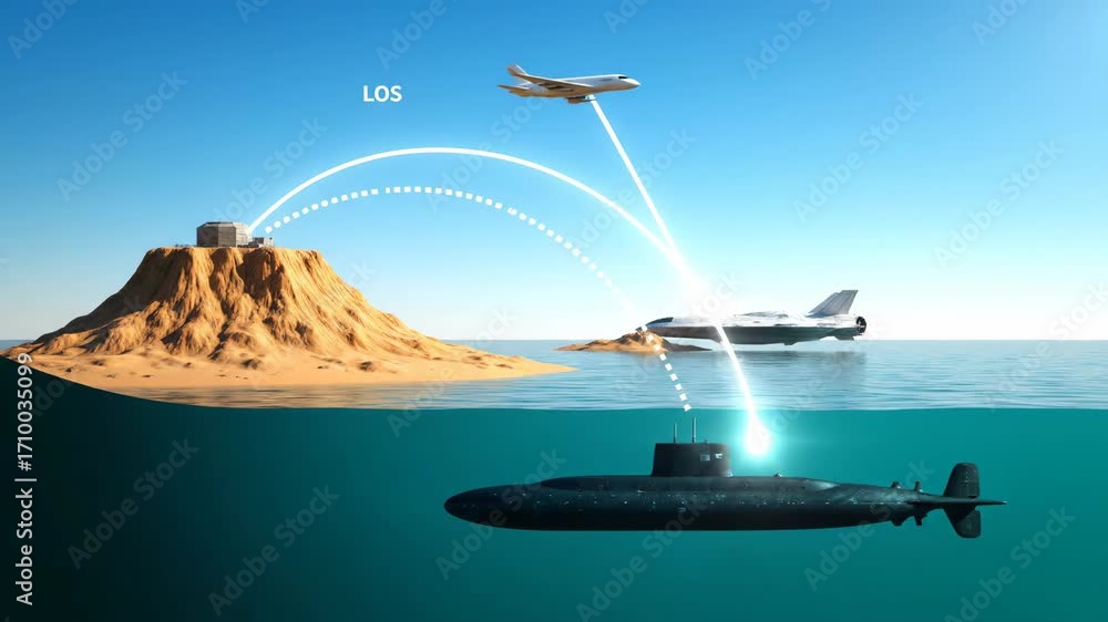 Submarine communication with island base and aerial vehicles ...