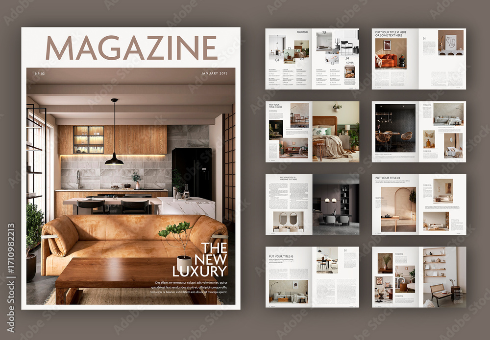 Minimalist Magazine Layout Stock Template | Adobe Stock