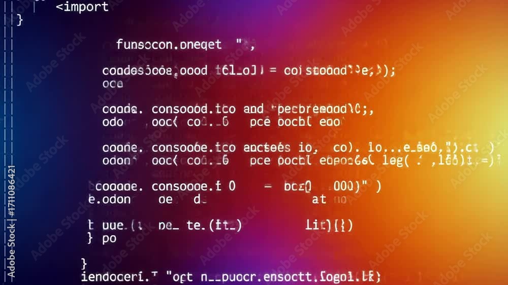 Programming code with a gradient background displays an array of ...