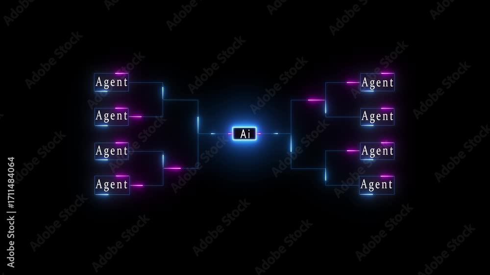 Multi function for Agentic AI technology motion background. Multi agent ...