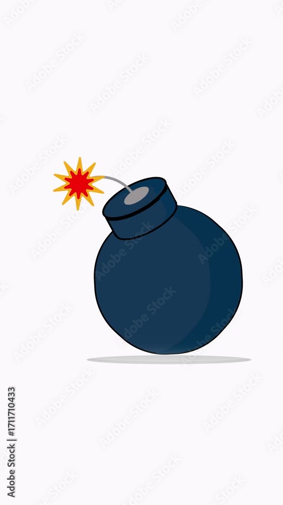 Game animation of cartoon bomb explosion fuse countdown timer motion ...