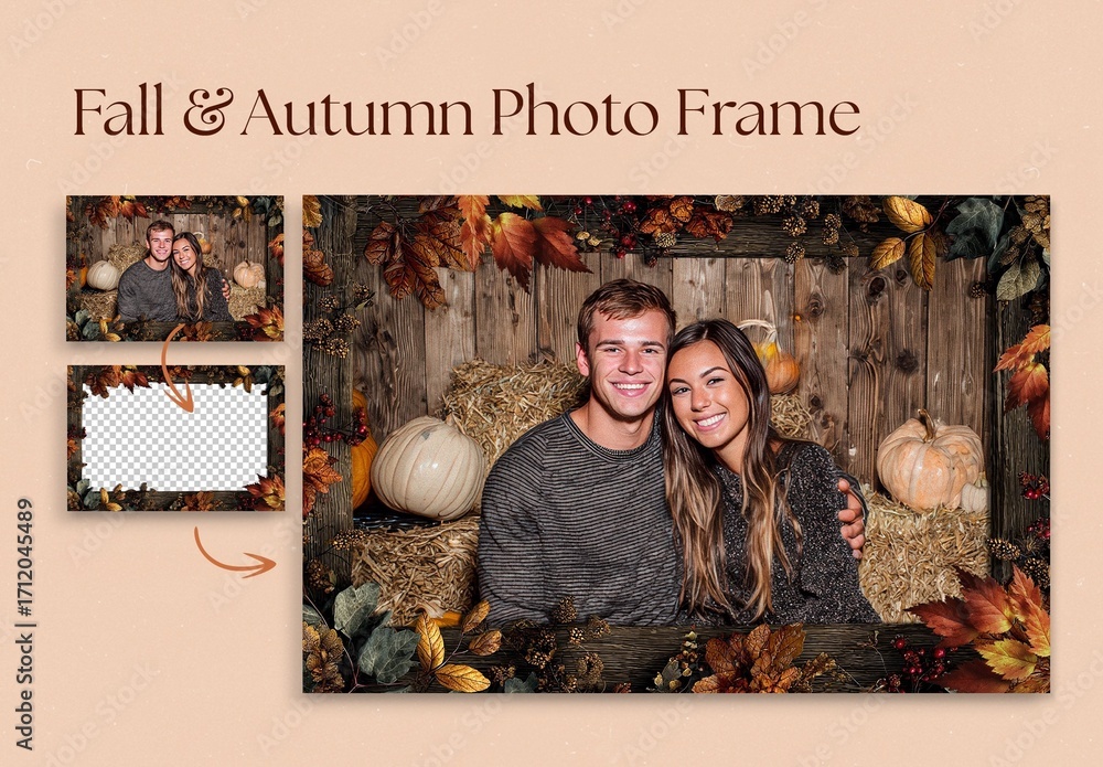 Fall Autumn Leaves Frame Border Template for Photo Cards, Flyers ...