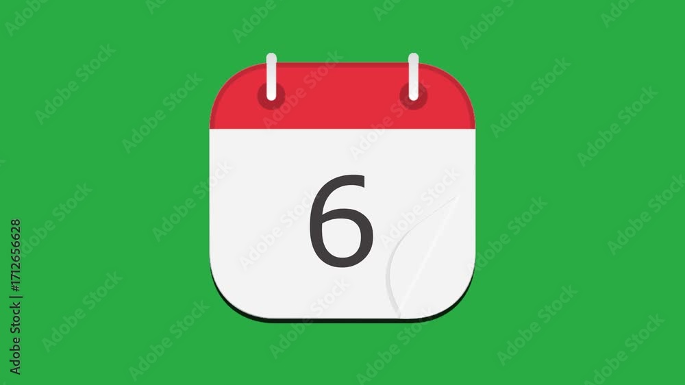 the flow of time: calendar pages turning animation. 1 to 28 Dates ...