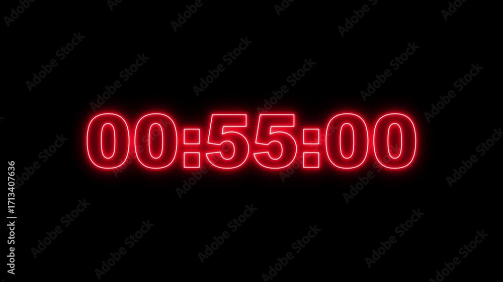 1 Minute countdown Timer animation. Digital countdown clock timer in 1 ...