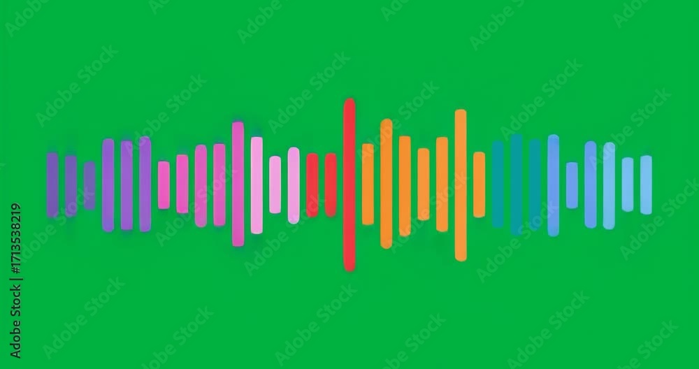 Looping audio waveform pulsing bars rising and falling to represent ...