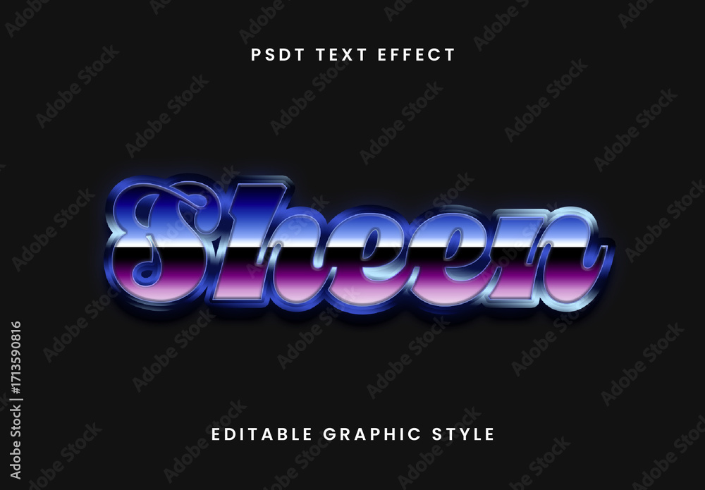 Blue And Purple Beveled Chrome Script Retro Text Effect Bubble Gradient ...