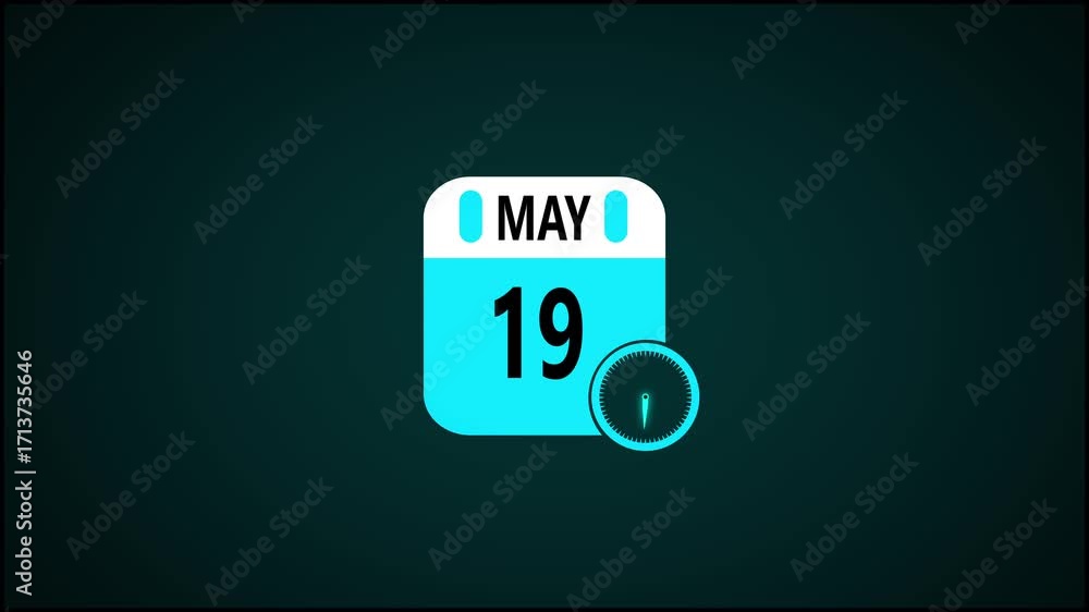 May month calendar animation on black background. Animated calendar ...