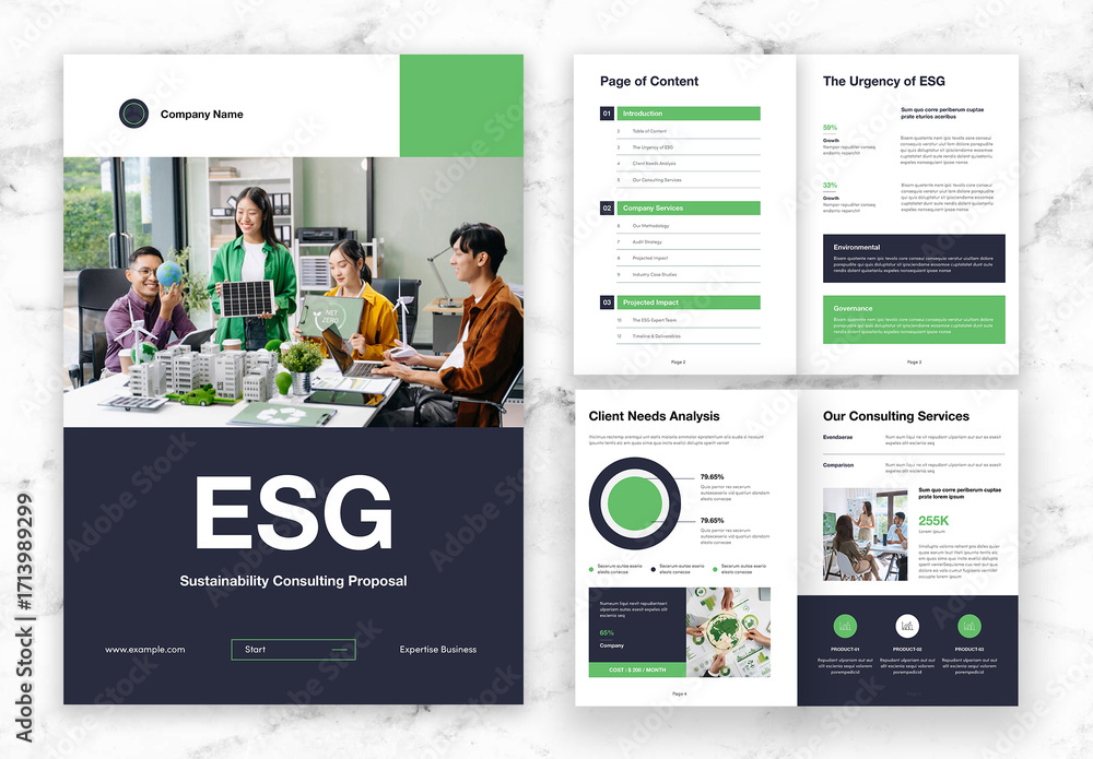 Green Black ESG Sustainability Consulting Proposal Stock Template ...