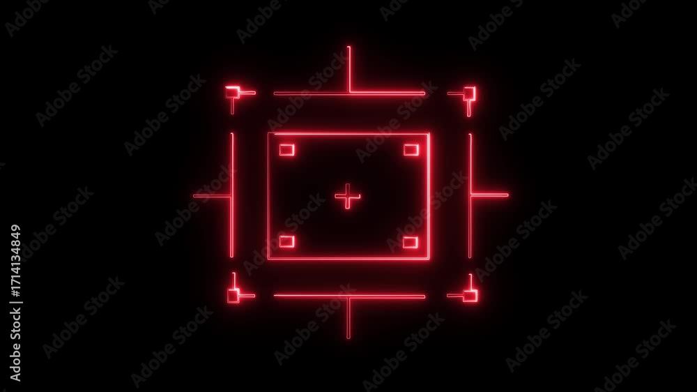 Neon Loop in of formation of square radar display with target in sight ...