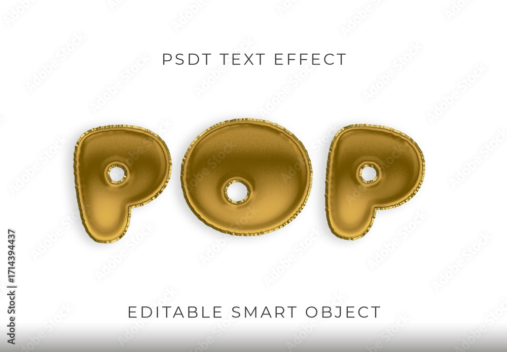 Golden Metallic Mylar Balloon Text Effect Inflated Bubble Party Font ...