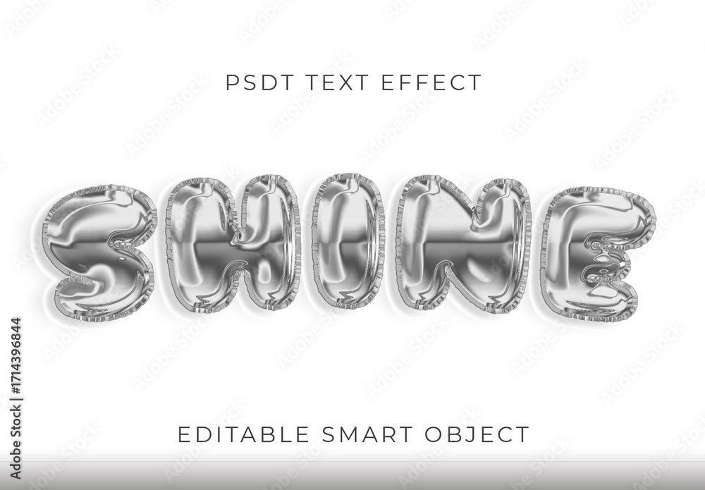 Silver Metallic Mylar Balloon Text Effect Inflated Shiny Party Font ...