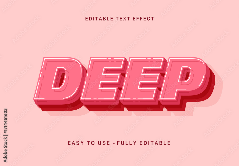 Pink Offset Layered Deep Shadow Text Effect Slanted 3D Font Stock ...