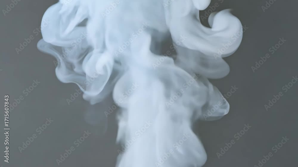 Realistic dry ice smoke column rising upward, swirling twisting, slowly ...