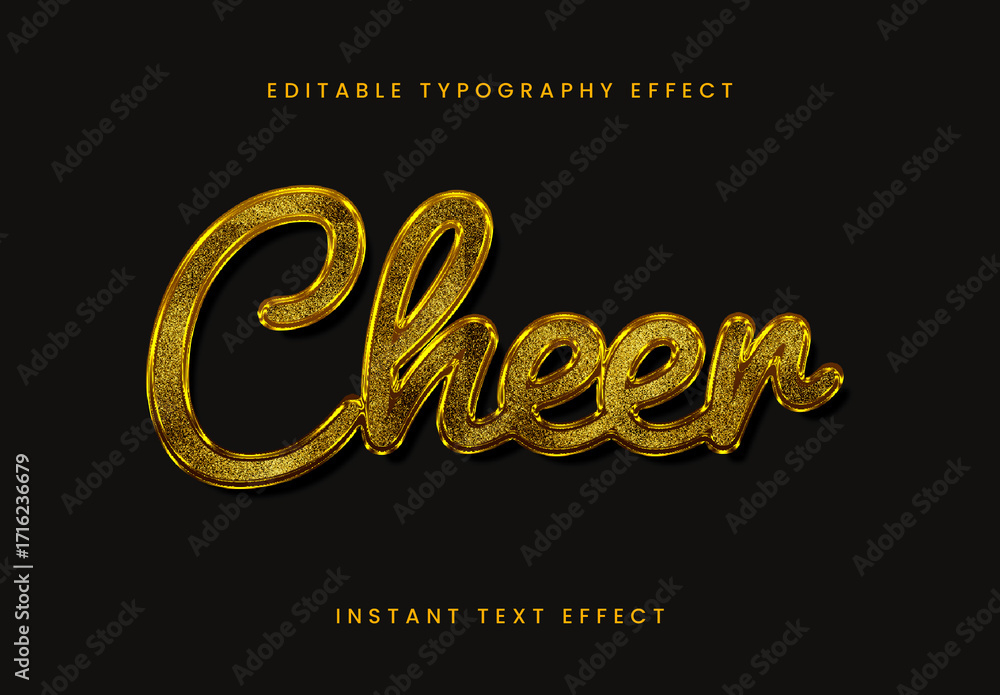 Gold Glitter Christmas Text Effect Script Sparkle Font Stock Template ...
