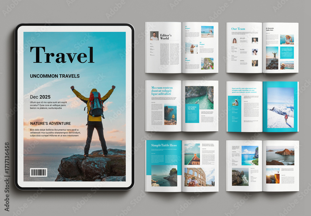 Elegant Travel Portfolio Book Template for Creative Journey Stock ...