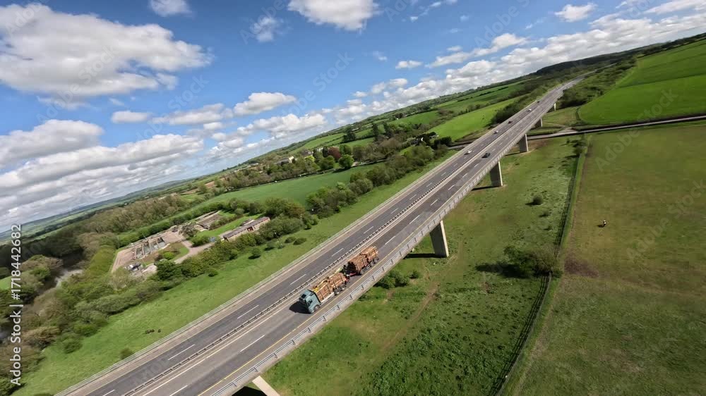 Irish Logging Truck Timber Lorry Motorway M8 river Blackwater Viaduct ...