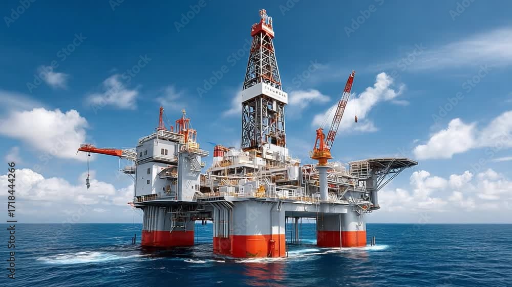 Offshore Oil Rig in the Ocean: The colossal offshore oil rig, a marvel ...