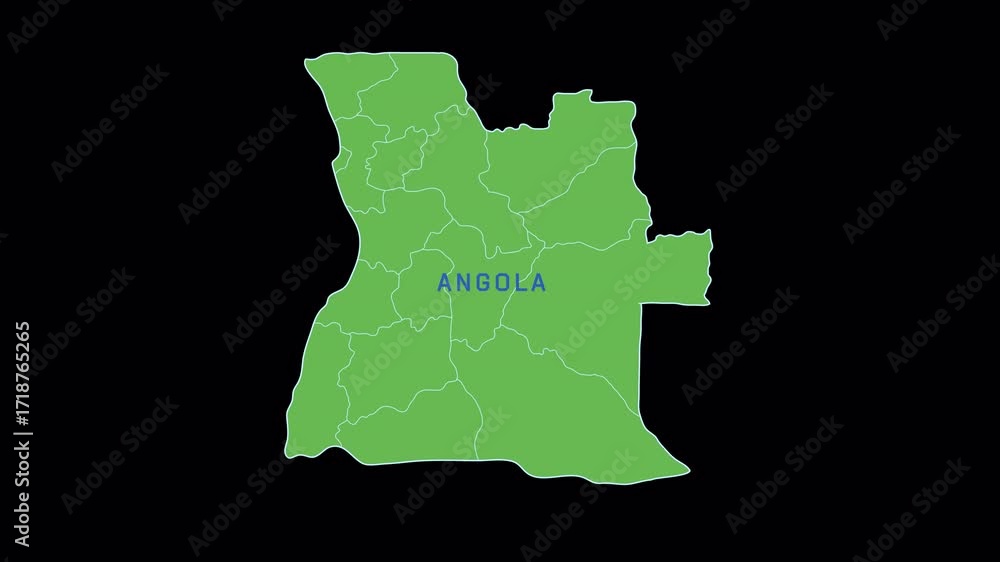Angola Country Map Animation: A Detailed 2D Graphic Showing All ...