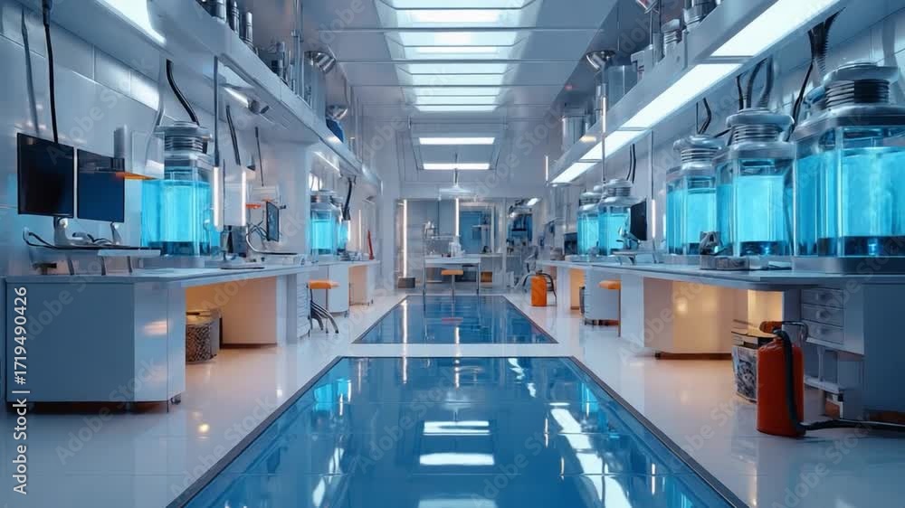 Cutting-Edge Laboratory: A state-of-the-art laboratory is bathed in ...