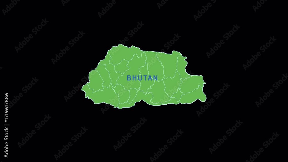 Animated Map of Bhutan: Exploring its Regions and Borders with a Clean ...