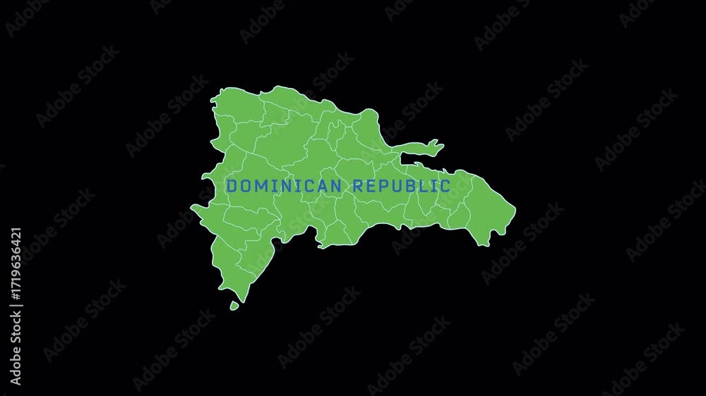 Dynamic Animated Map of Dominican Republic with Provinces and Text ...