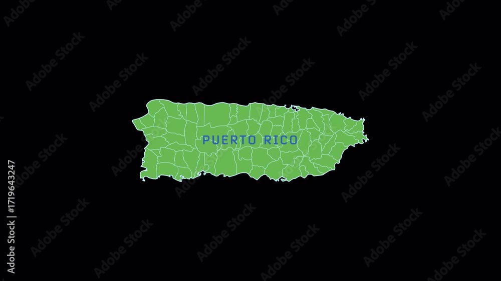 Dynamic Green Map of Puerto Rico with Internal Divisions and Text ...