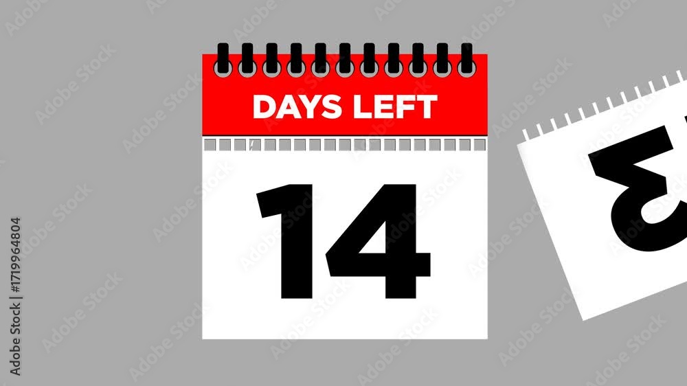 24 days left, calendar torn page flipping 2D animation, motion graphics ...