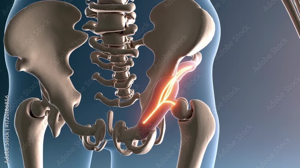 The hip bone structure highlights the pelvis and spine, with the spine ...