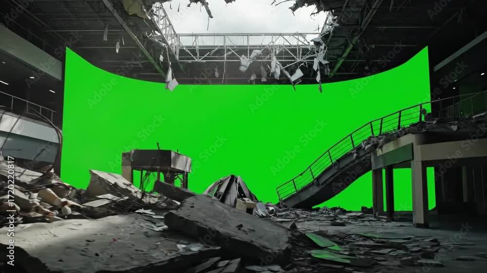 Wideo Stock: Destroyed Shopping Mall Green Screen - The video shows a ...