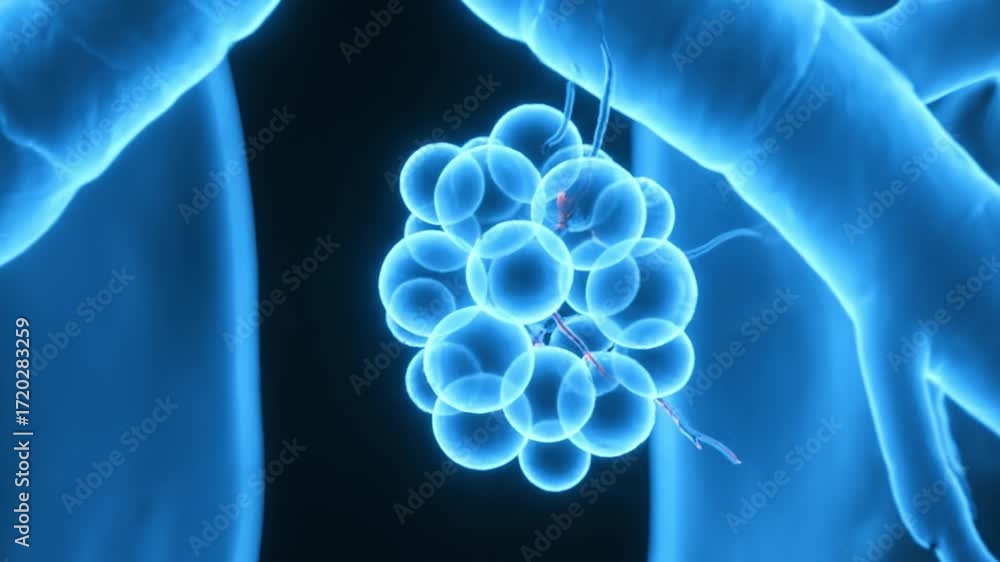 3D Rendering of Alveoli in Human Lungs Respiratory System Anatomy ...