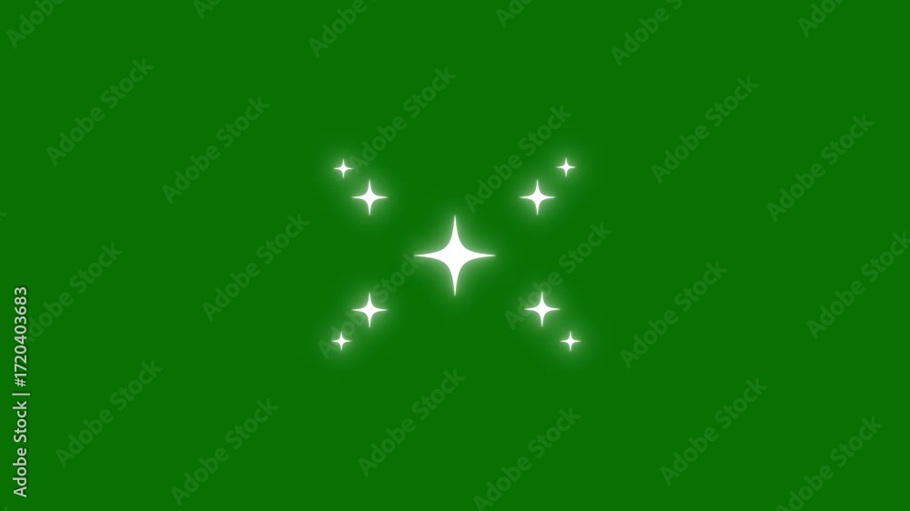 Shimmering White Star Twinkle Animation in 4K on Green Screen for Use ...