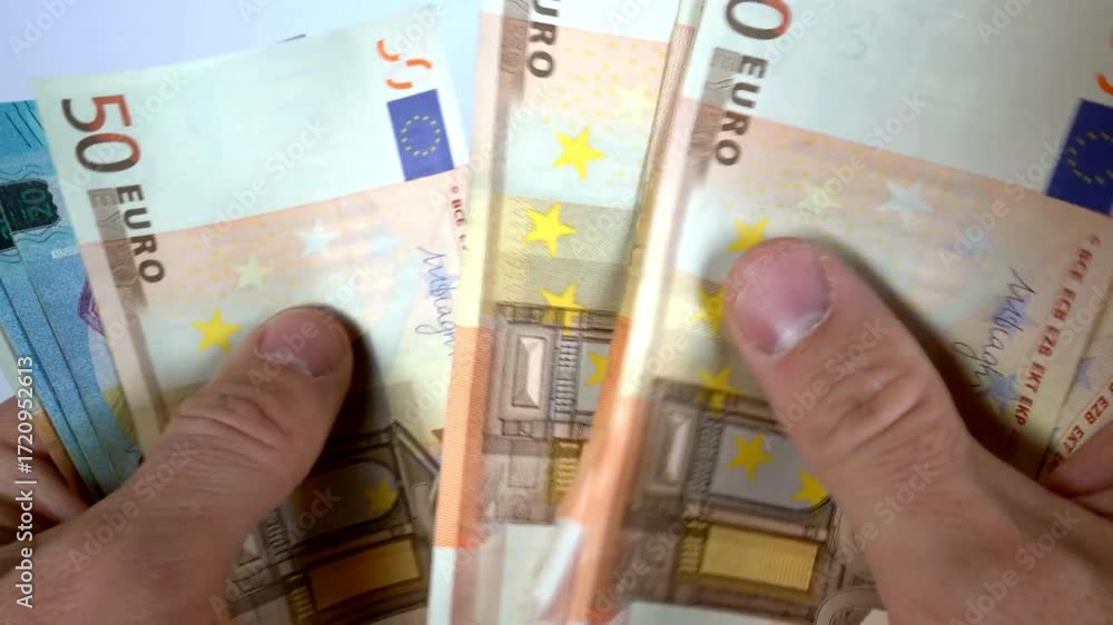 Man's hand counting euro bills. ideas for saving money, counting money ...